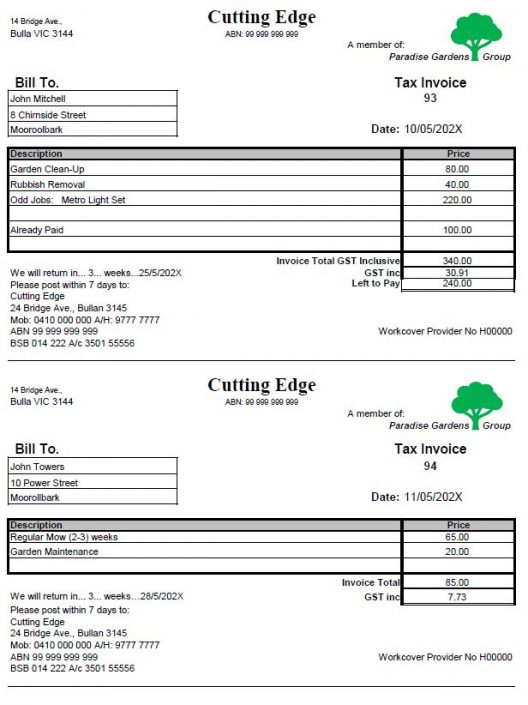 ABBS Customer Invoices 91 – 115 – ABBS LMS